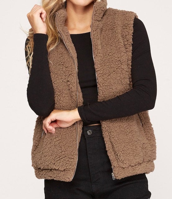 Teddy Zip Puffer Vest | DONMENOW